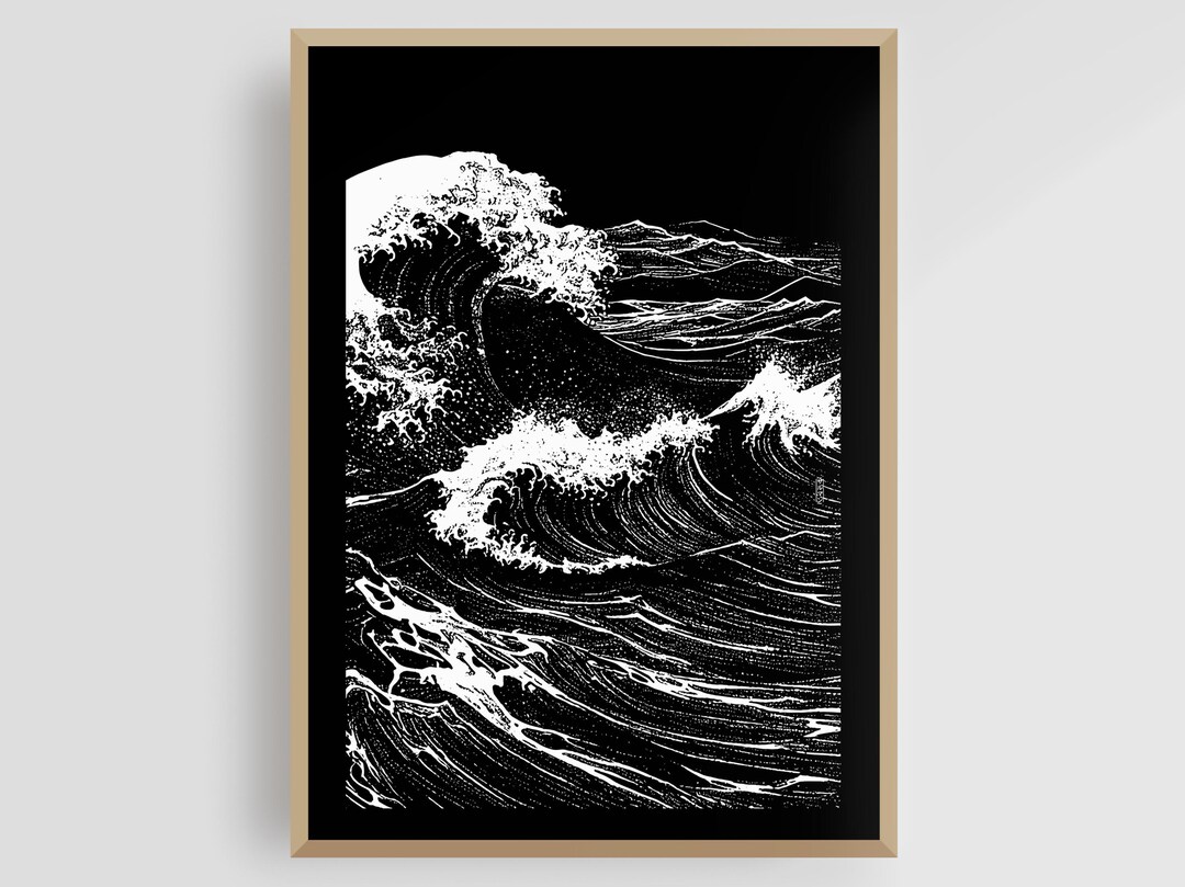 Nami No Uta 2 – Japanese Wave Art Print | Bold Black & White Abstract ...