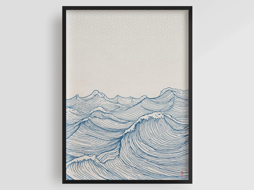 Minimalist Japanese Waves | Japanese Art Print | Japanese Vintage ...