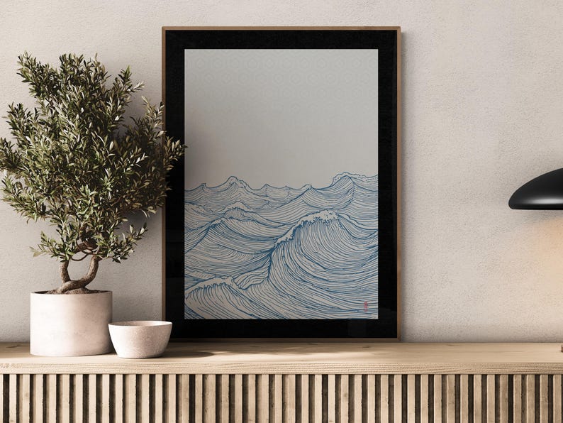 Minimalist Japanese Waves | Japanese Art Print | Japanese Vintage ...