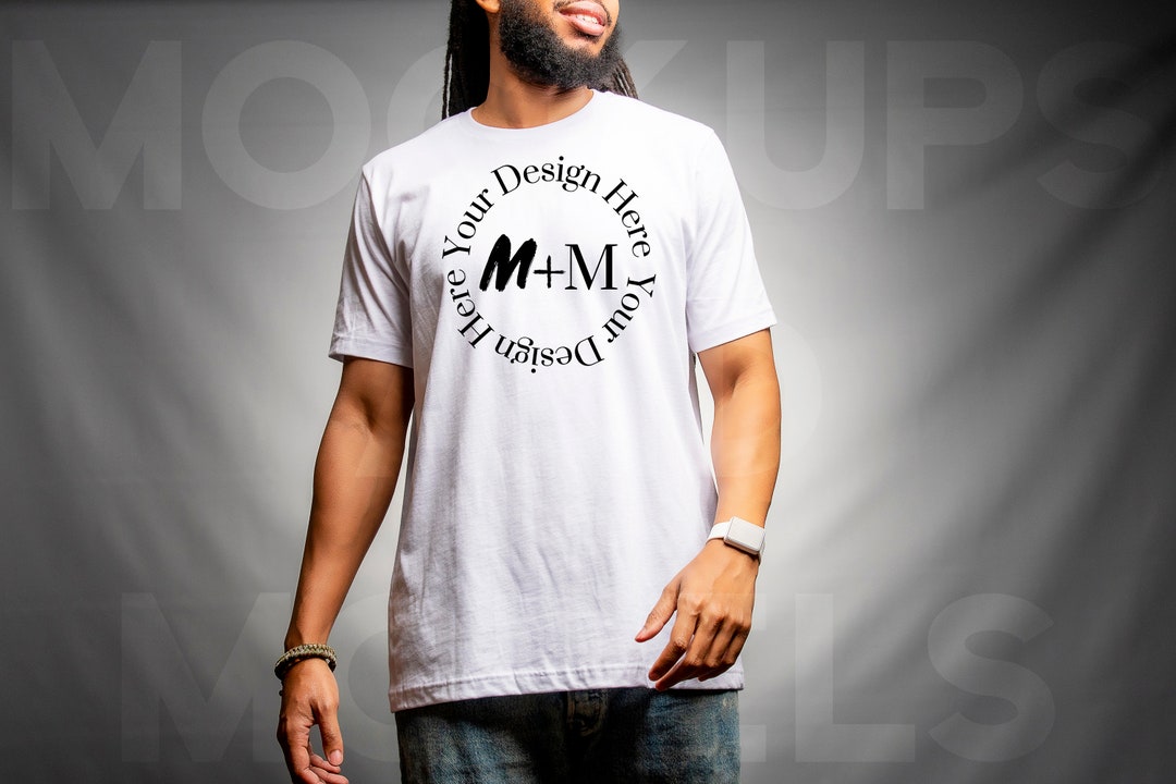 Bella Canvas 3001 White T-shirt Mock up | Black Male Mock up | African ...