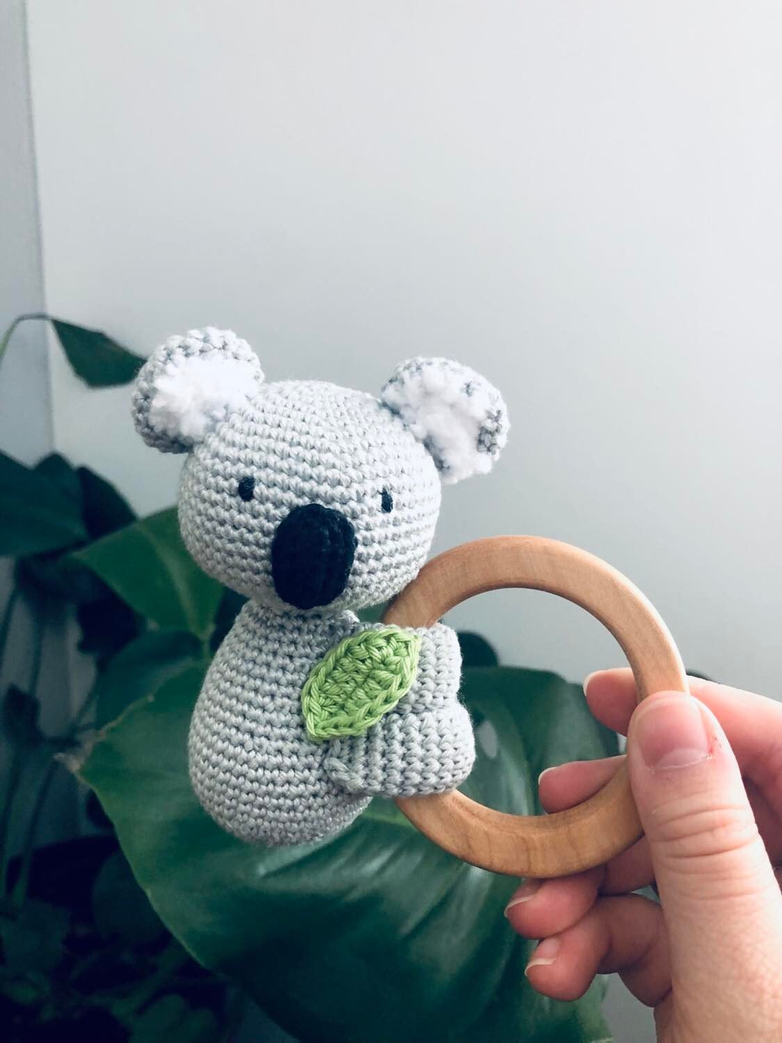 Crochet Rattle for Baby Koala Animal Rattle Handmade Baby | Etsy