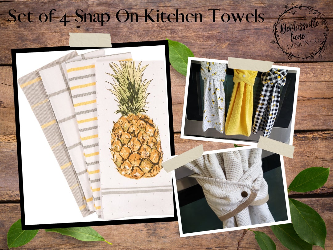 Set of 4 Hanging Snap on Kitchen Dish Hand Towels - Pineapple - Etsy