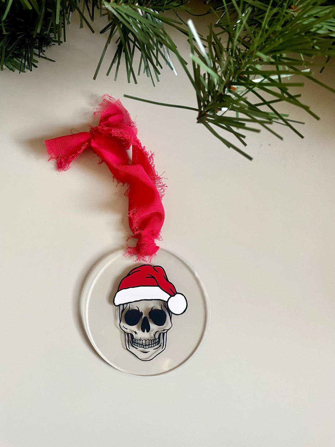 Skeleton Christmas Ornament | Skeleton With Santa Hat | Christmas ...
