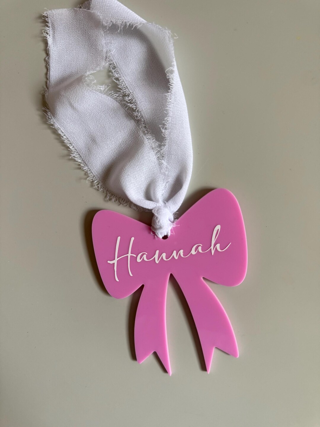Personalized Acrylic Bow Name Tags | Bow Gift Tags - Etsy