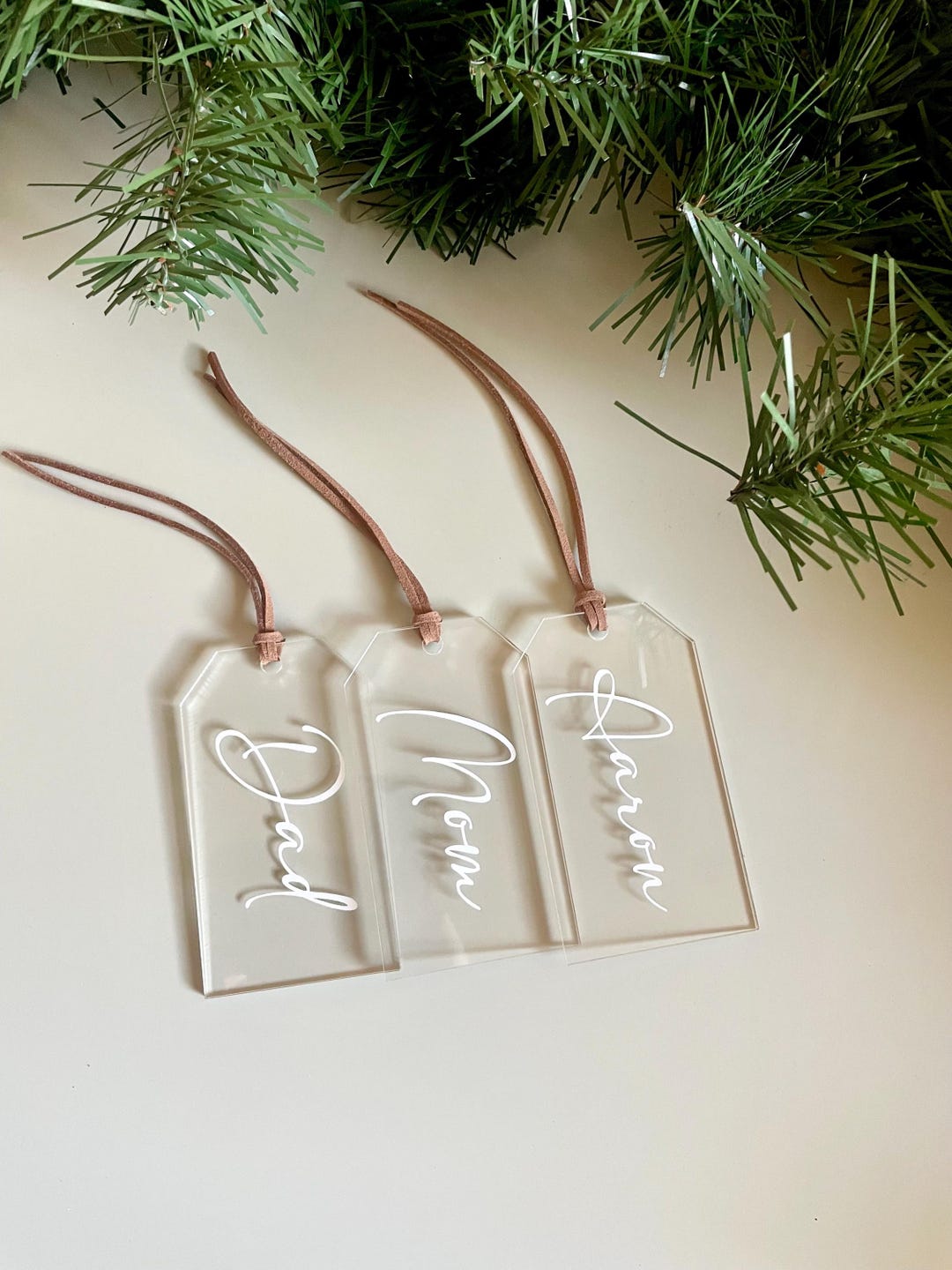 Personalized Acrylic Gift Tags | Stocking Name Tags - Etsy