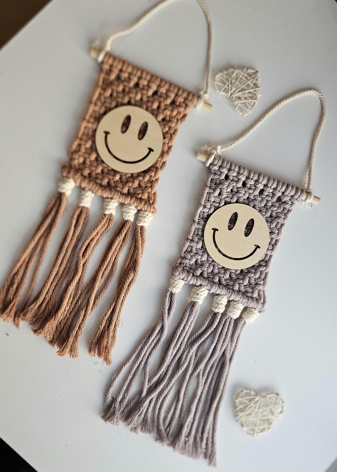 Mini Macrame Smiley Face Wall Hanging, Locker Wall Hanging, College ...
