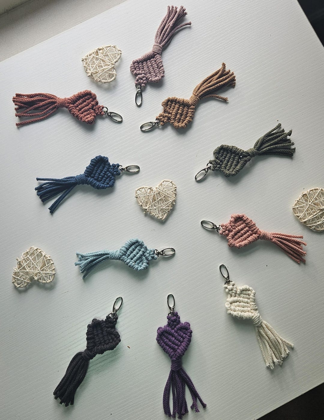 Macrame Heart Keychain, Bag Charm, Macrame Keychain, Valentine Heart ...