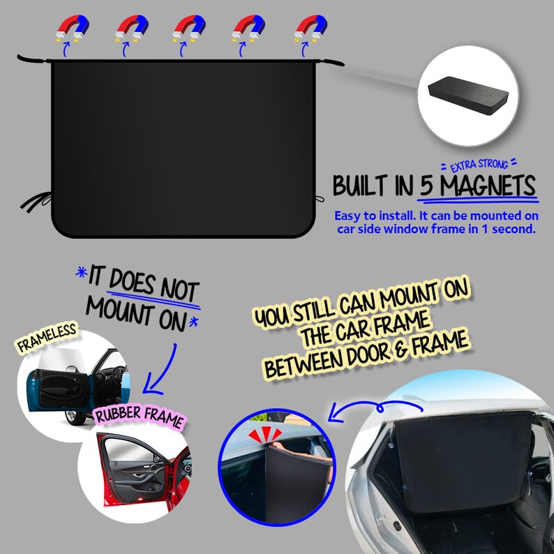 Magnetic Car Window Shade - Universal Curtain With Sun Protection Block ...