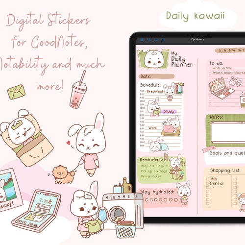 Cute Kawaii Digital Stickers For Digital Plannersplanner - Etsy