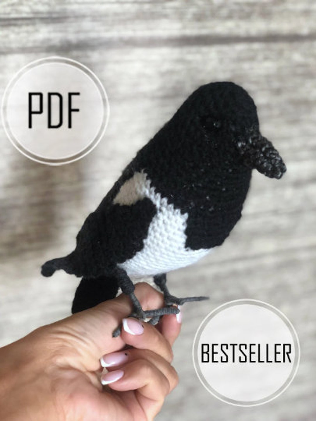 Crochet Magpie Pattern: Amigurumi Bird Toy (PDF Pattern) - Etsy
