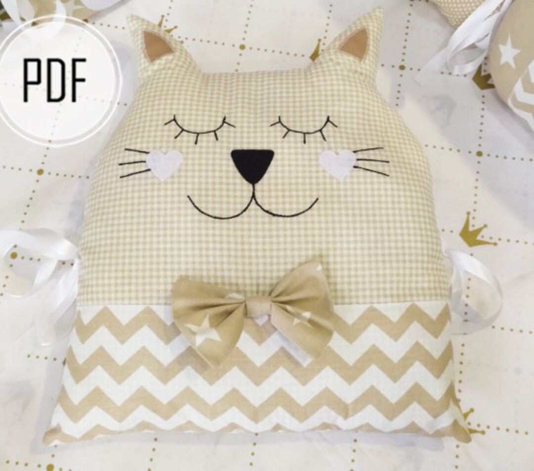 Cat Cushion Pattern, Cat Pillow Diy, Cat Sewing Pattern, Pillow Pattern ...