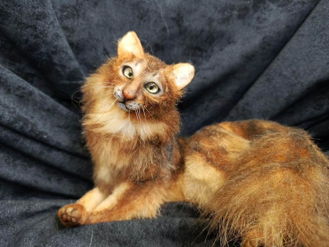 Cat Miniature Realistic Plushie. Soft Sculpture Animal.dollhouses ...