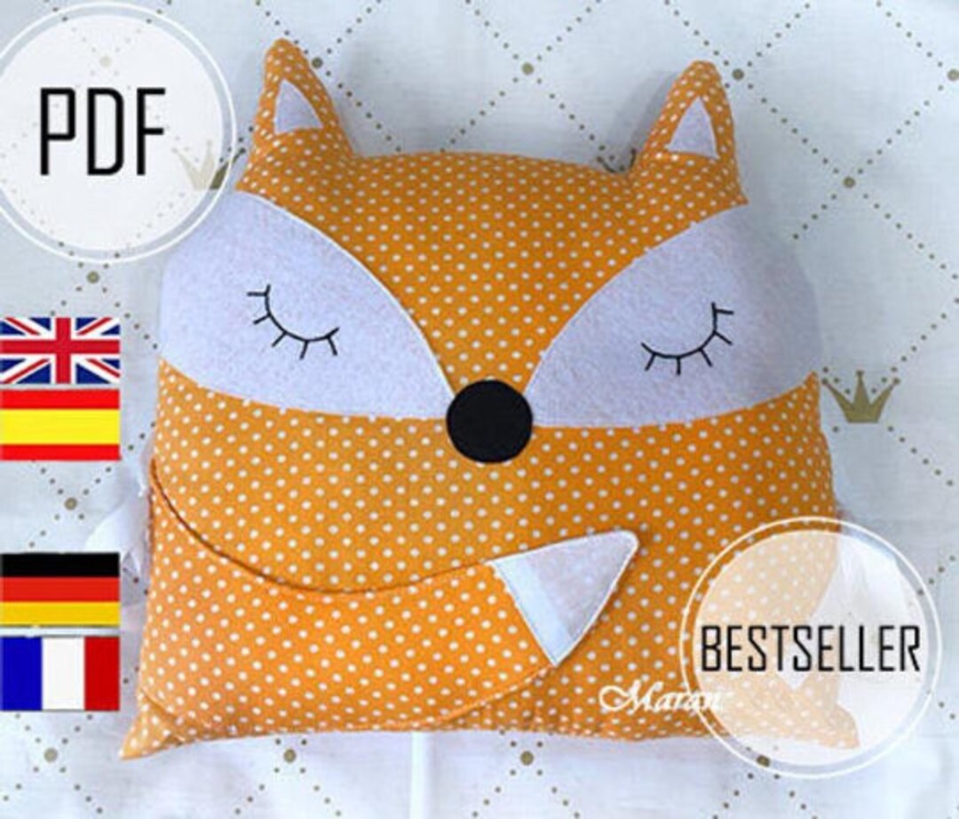 Fox Pillow Pattern, Fox Pillow Diy, Animal Cushion Pdf, Decor Pillow in ...