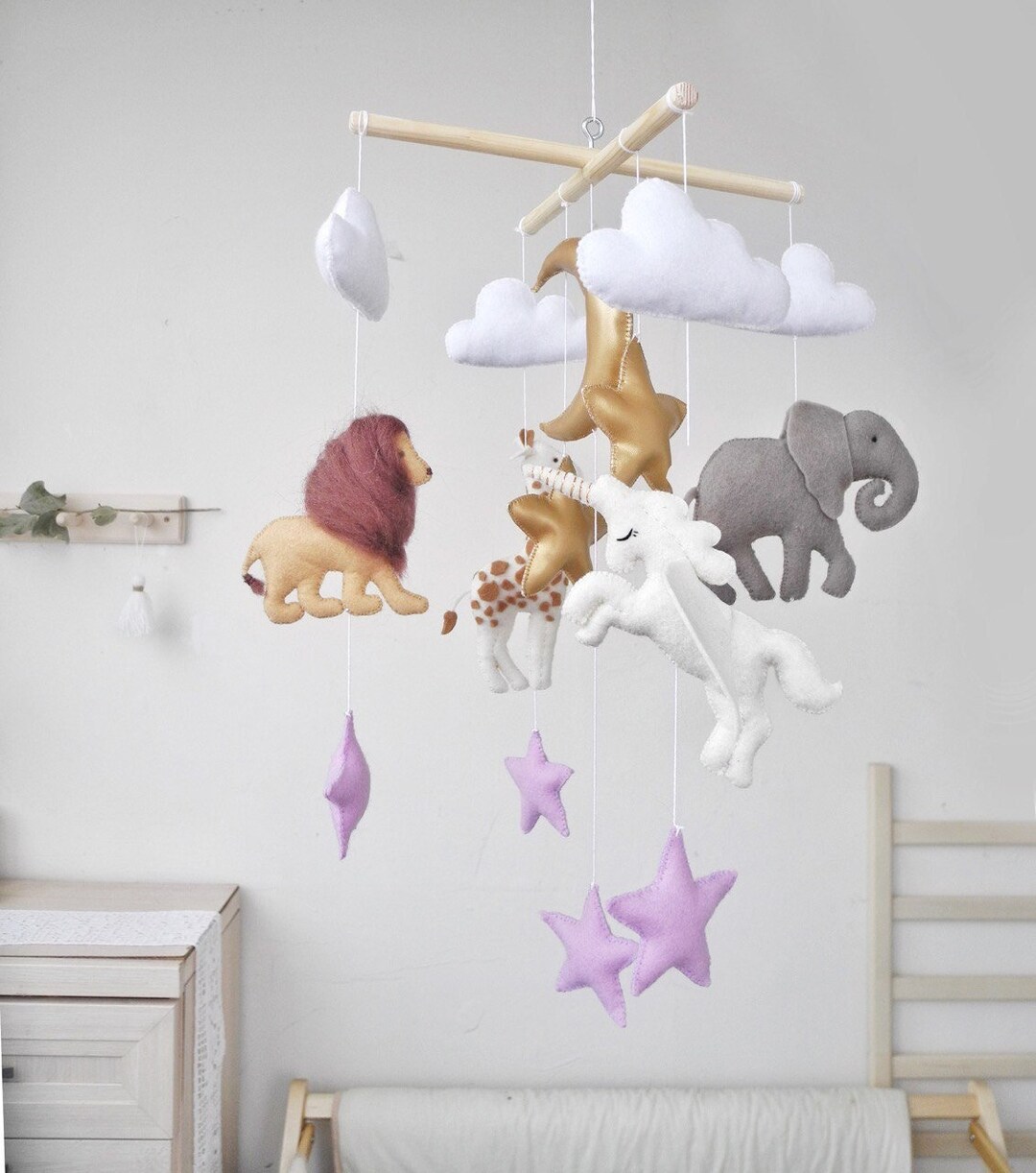 Safari Baby Mobile, Unicorn Nursery Decor, Boho Animals Crib Mobile ...