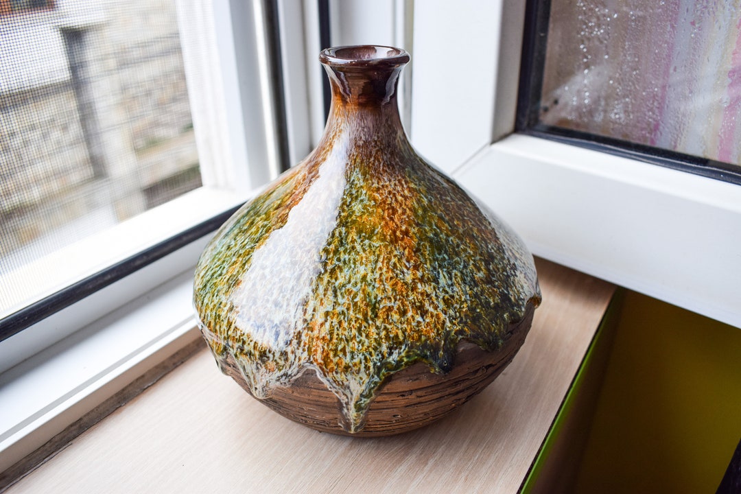 Ceramic Moon Vase, Decorative Glazed Vase,ash Glazed Vase, Pottery Gift ...