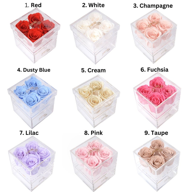 4 Forever Roses in Acrylic Jewelry Box | Mother's Day Gift | Preserved ...