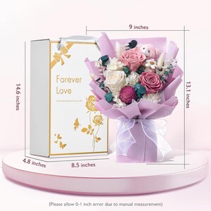 Forever Flowers Bouquet, Forever Roses With Bear Flower Gift - Etsy