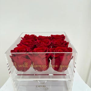 9 Preserved Roses in Acrylic Keepsake Box | Mother's Day Gift ...