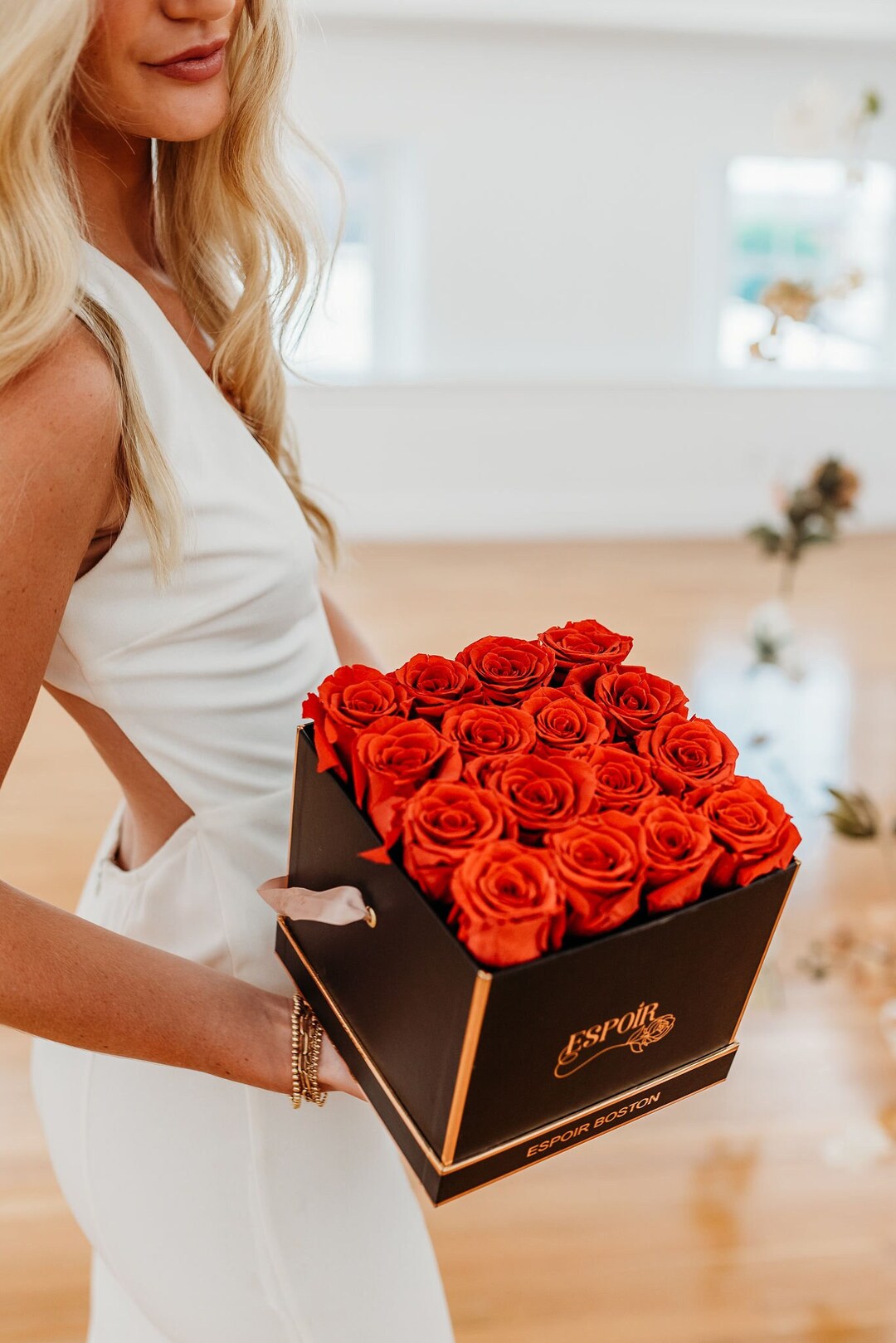 16 Red Preserved Roses in Classic Square Box. Eternity Roses for Baby ...