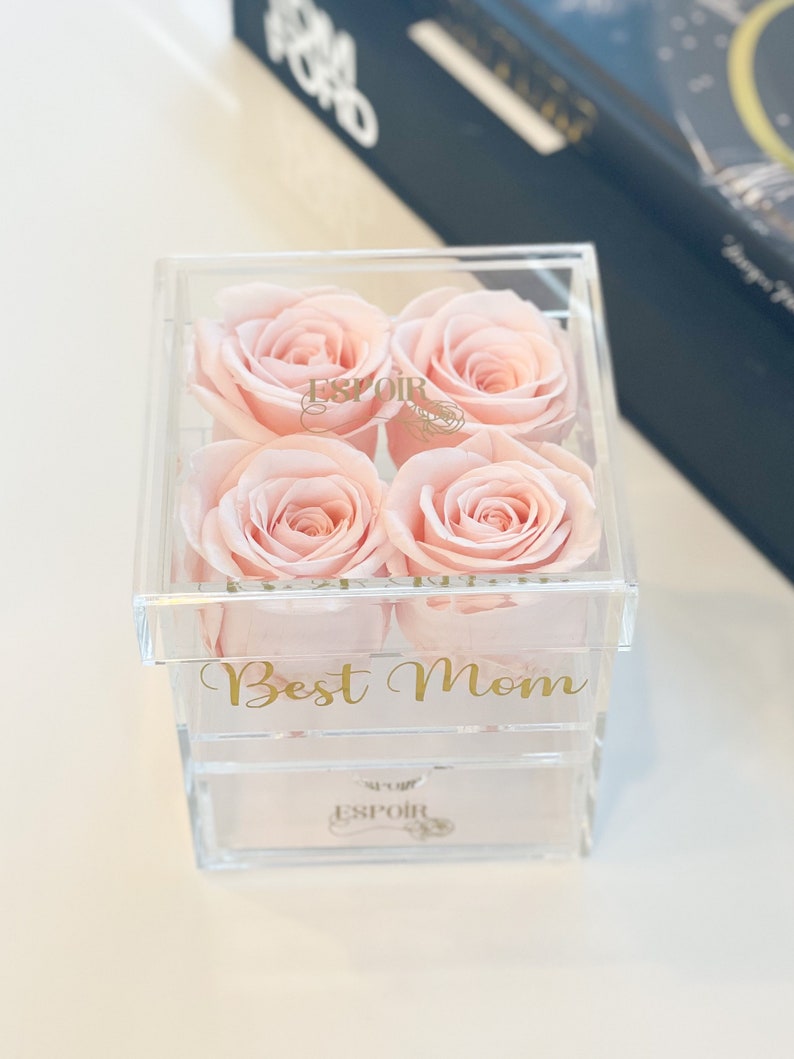 4 Forever Roses in Acrylic Jewelry Box | Mother's Day Gift | Preserved ...