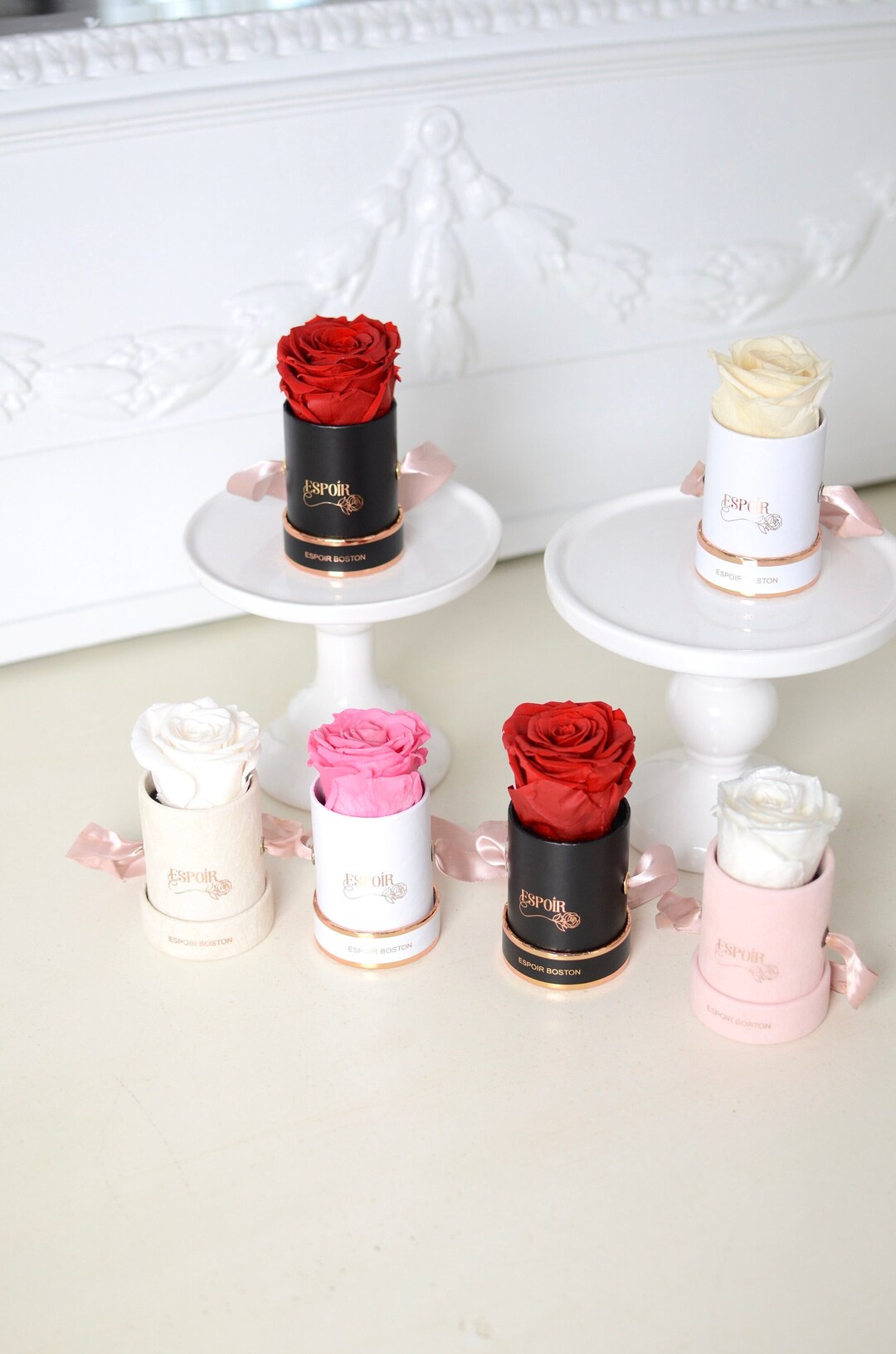 Single Eternity Rose in Beige Suede Box, Valentine's Day Gift ...