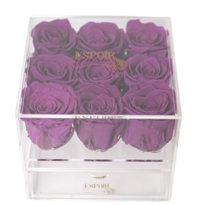 9 Preserved Roses in Acrylic Keepsake Box | Mother's Day Gift ...
