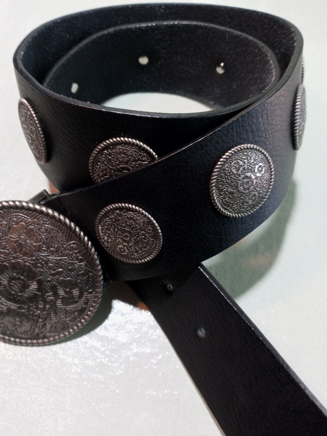 BLACK CONCHO BELT - Etsy