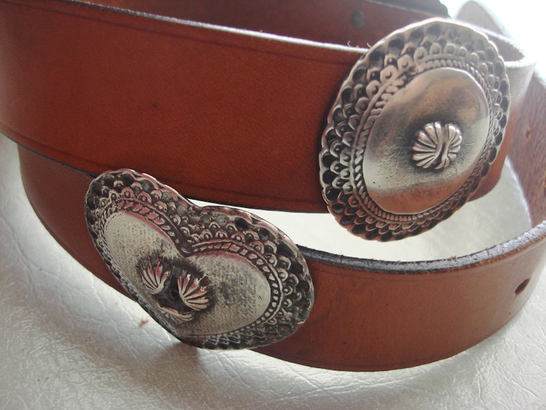 BROWN LEATHER CONCHO Belt - Etsy