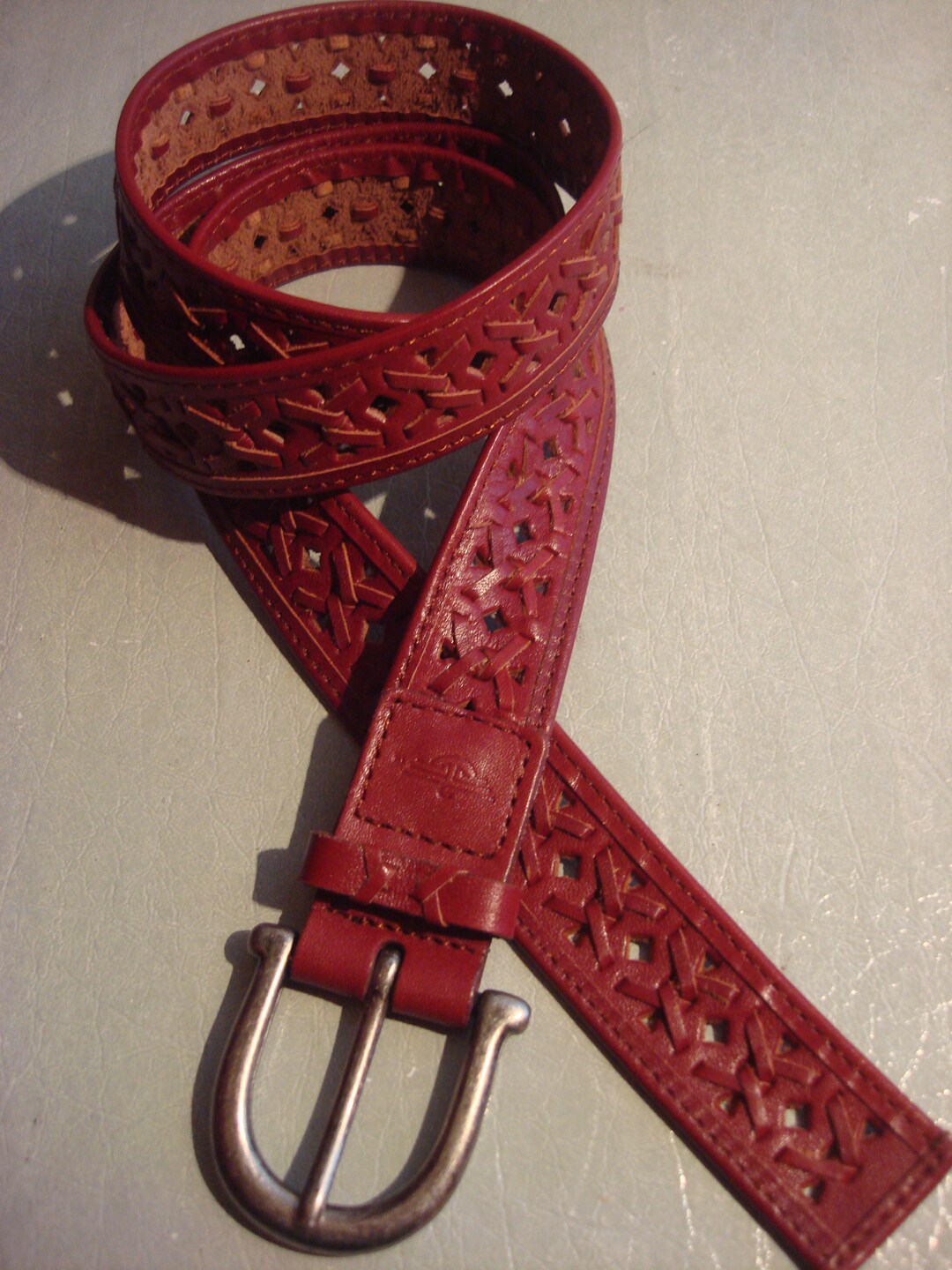 DOCKERS RED LEATHER Belt - Etsy