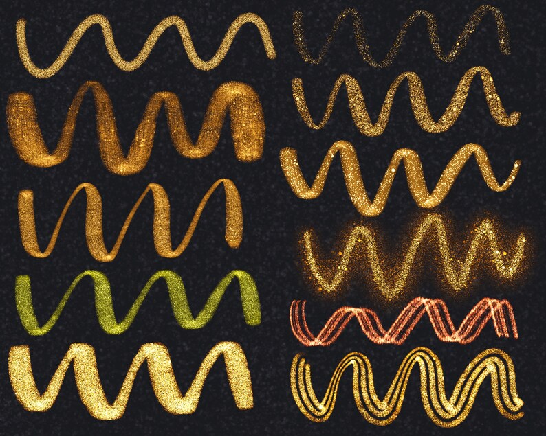 18 Metallic Gold & Glitter Procreate Brushes for Lettering | Etsy