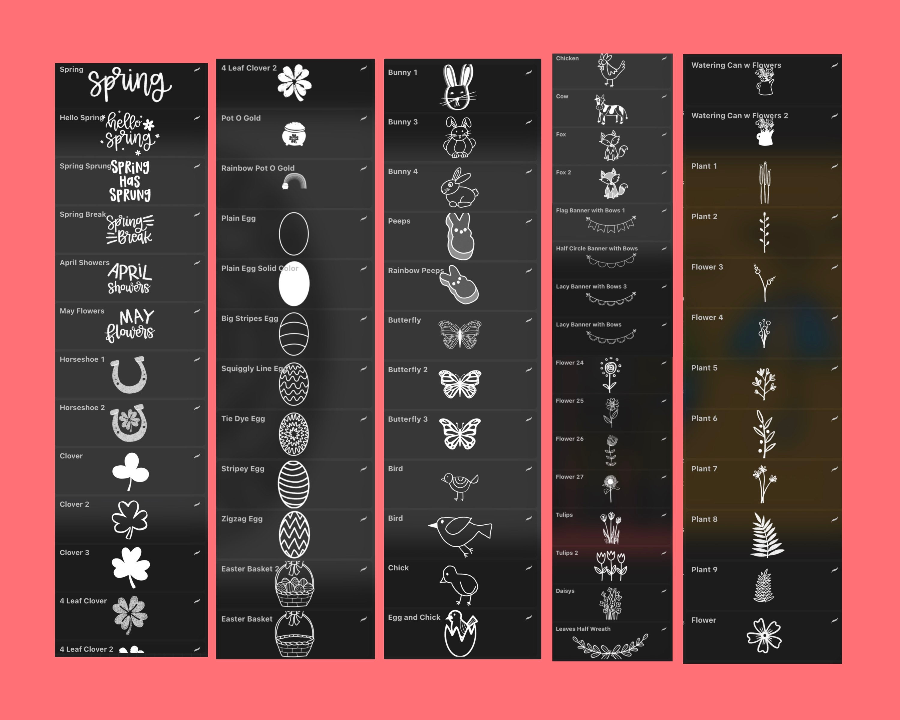 Procreate Spring Stamp Brush Set! 150 Procreate Stamp Brushes With Hand ...