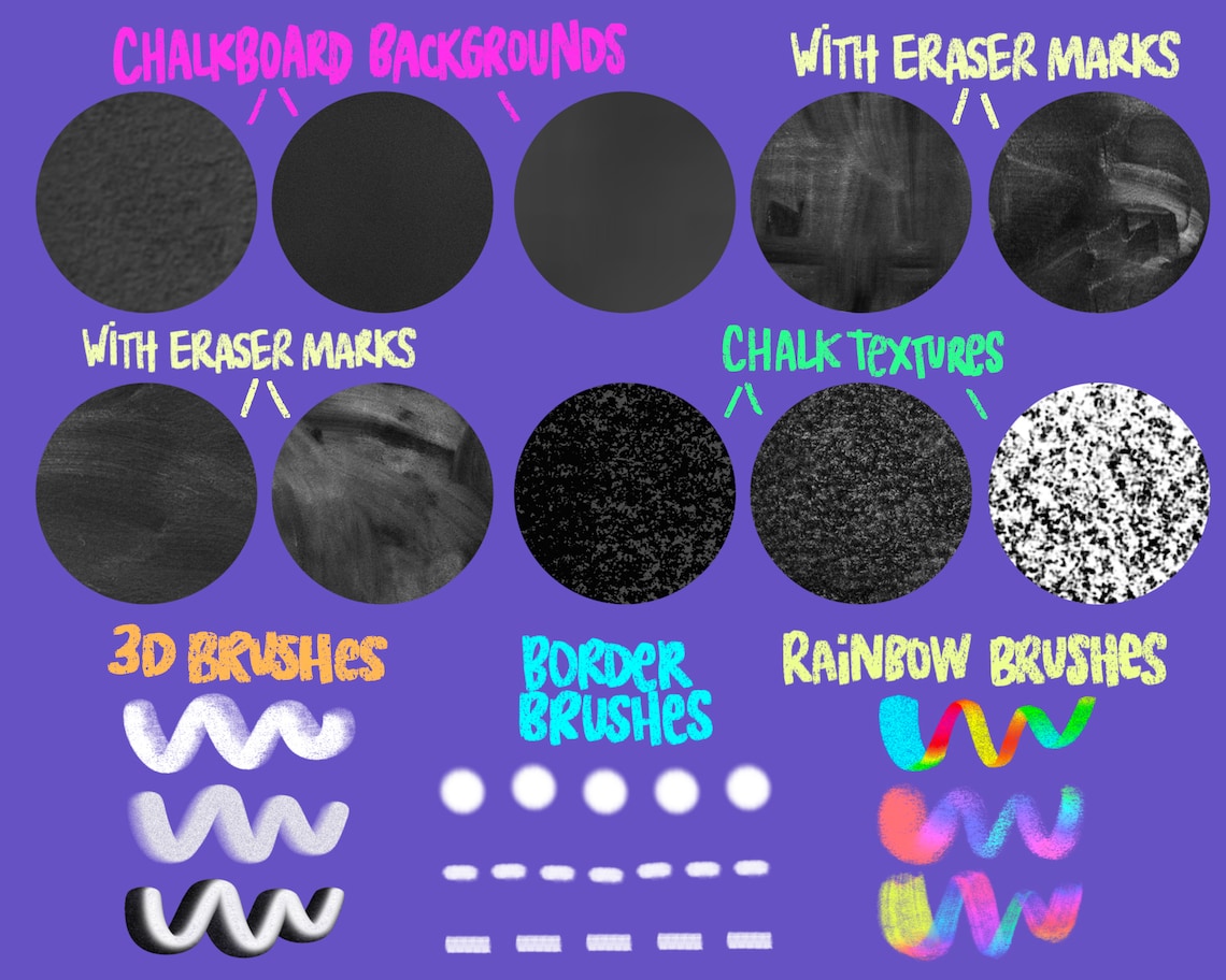 Procreate Chalk Super Set 150 Brushes Chalk Brushes | Etsy
