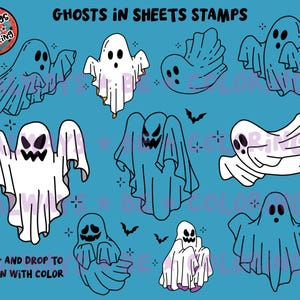 100 Hand Drawn Procreate Ghosts Stamp Brushes, Halloween Procreate ...