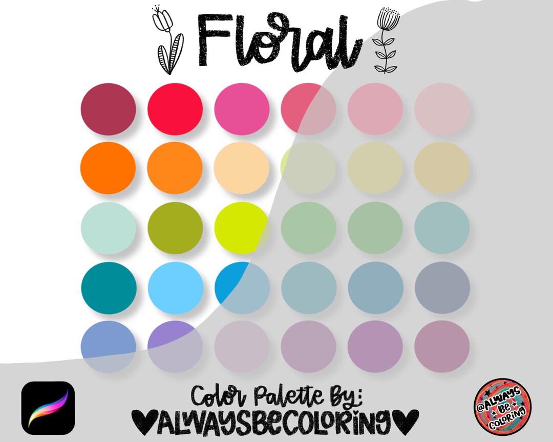 Custom Floral Procreate Color Palette and PDF Color Swatches! 30 ...