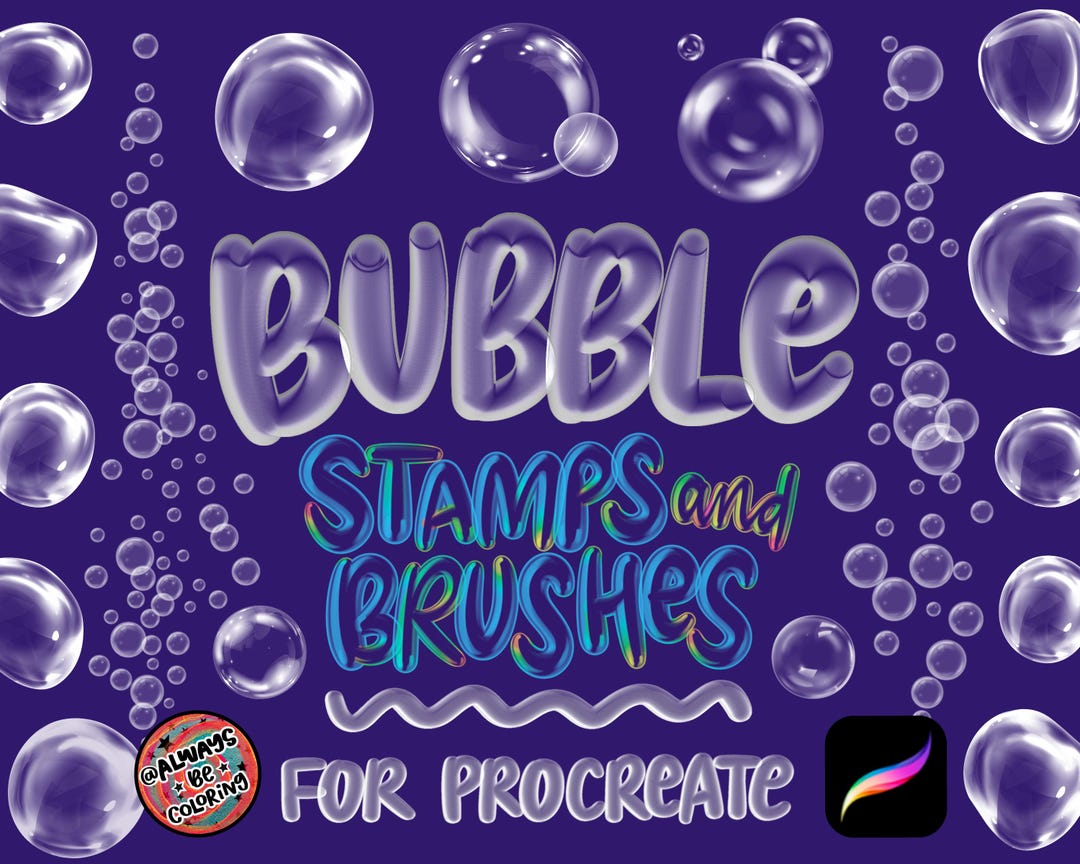 128 Photorealistic Procreate Bubble Stamps and 3D Bubble Lettering ...