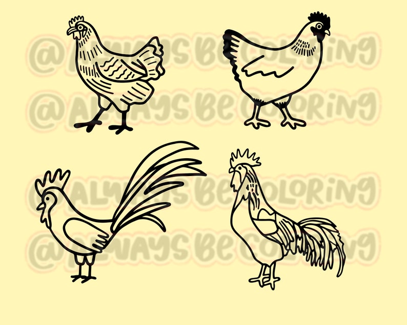 Cute Chicken SVG Set, SVG File Bundle for Cricut or Silhouette, Farm ...