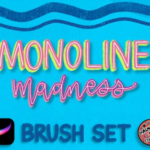23 Procreate Texture Monoline Brushes Lettering Brushes | Etsy