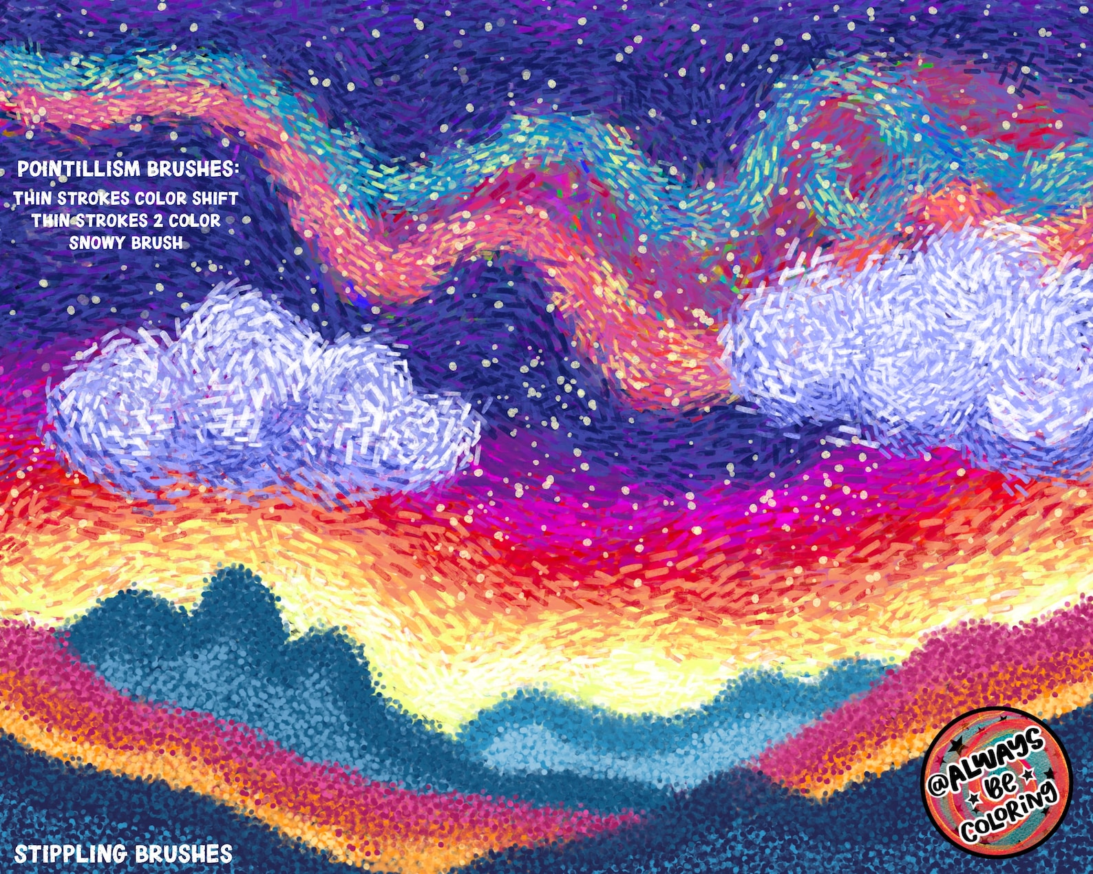 90+ Procreate Pointillism Brushes for Lettering & Illustration ...