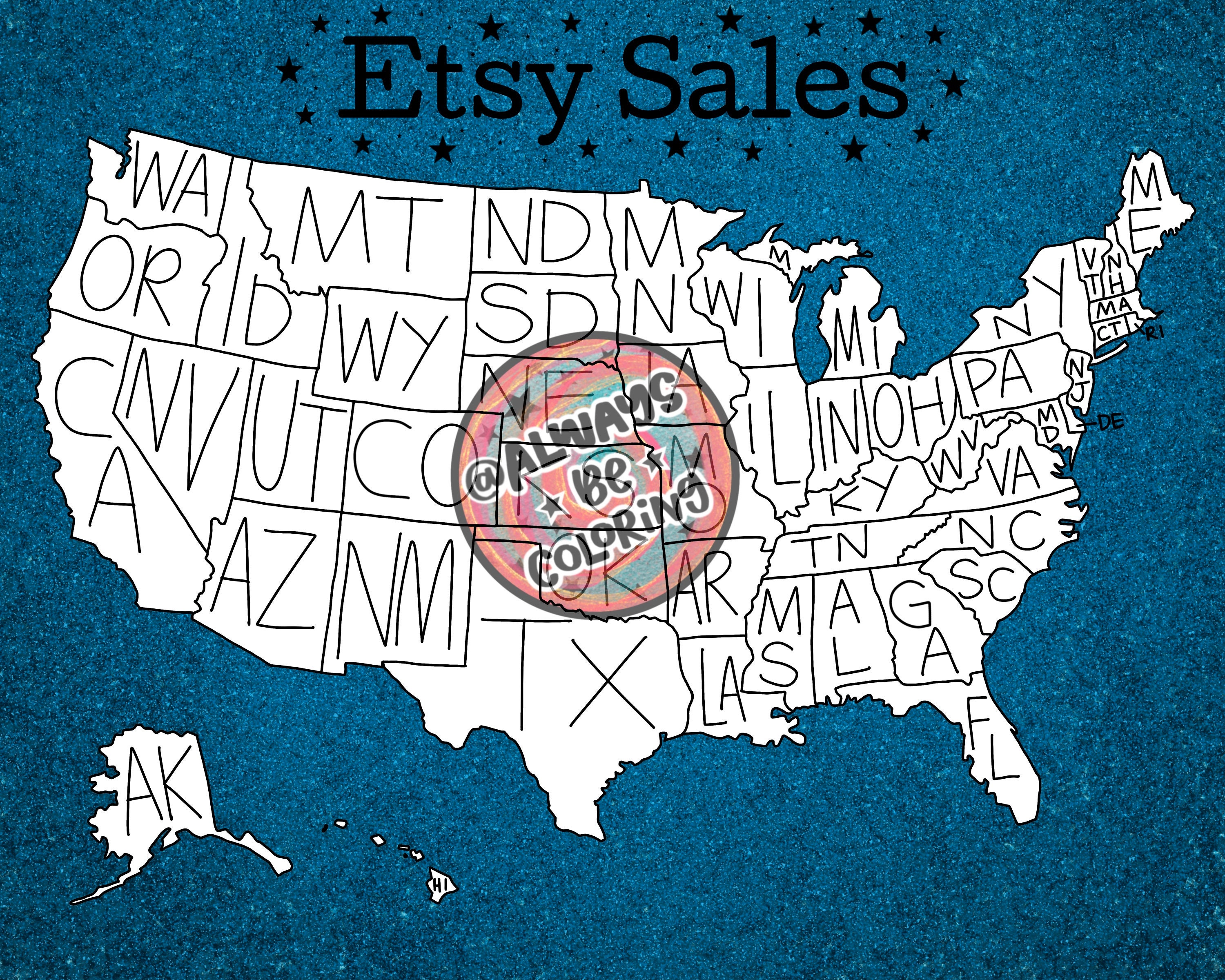 3 Etsy Sales Maps With Bonus Procreate Color Palette! 2 Procreate US ...