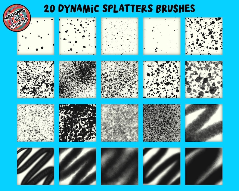 300 Realistic Procreate Paint Splatter Stamps, 20 Dynamic Splatter ...