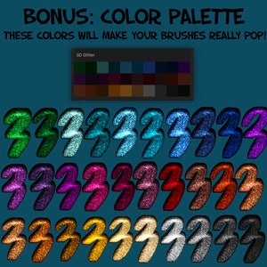 3D Glitter Procreate Brushes for Lettering, Illustration. With Free Procreate Color Palette ...