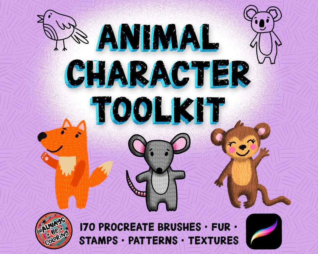 Procreate Animal Character Toolkit: 170 Brushes, Stamps & Patterns (digital Download) - Etsy