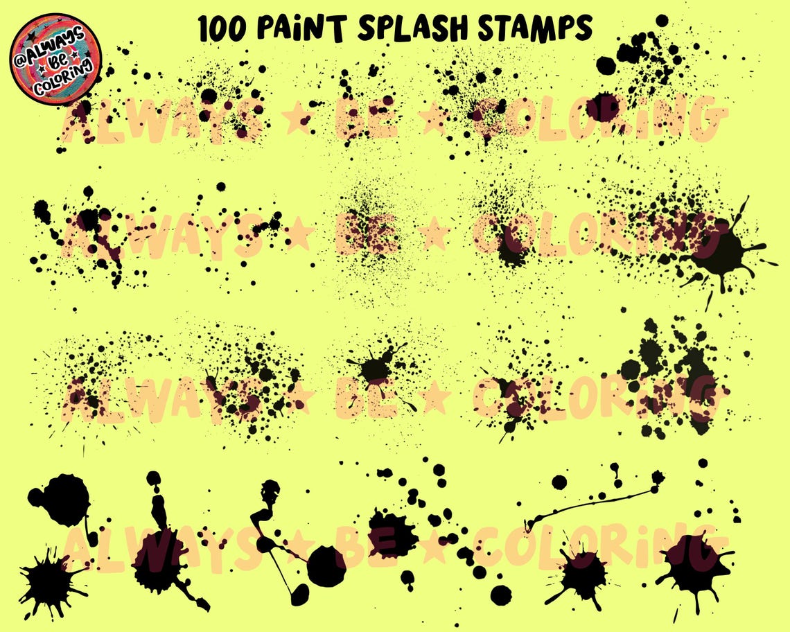 300 Realistic Procreate Paint Splatter Stamps, 20 Dynamic Splatter ...