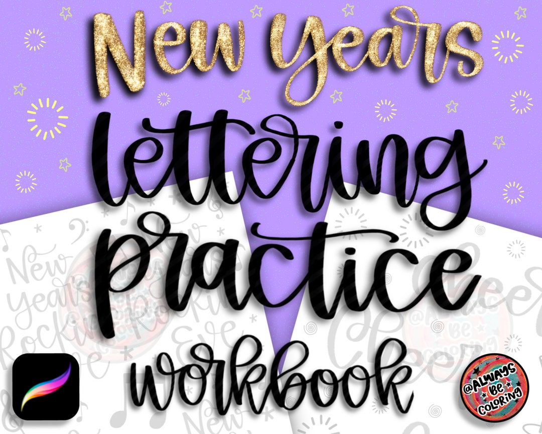 7 Procreate Brushes & 10 Lettering Practice Worksheets New - Etsy