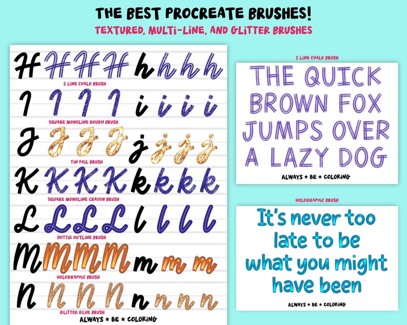 20 Procreate Brushes, 30 Handwriting Practice Worksheets, Learn ...