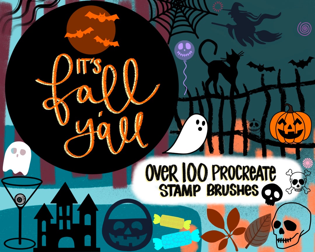 Procreate Spooky Fall Sticker Set! Over 100 Procreate Stamp Brushes ...