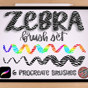6 Zebra Print Procreate Lettering Brushes! Animal Print Brushes ...