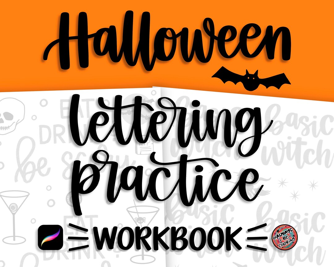 15 Procreate Lettering Brushes, 10 Halloween Lettering Practice ...