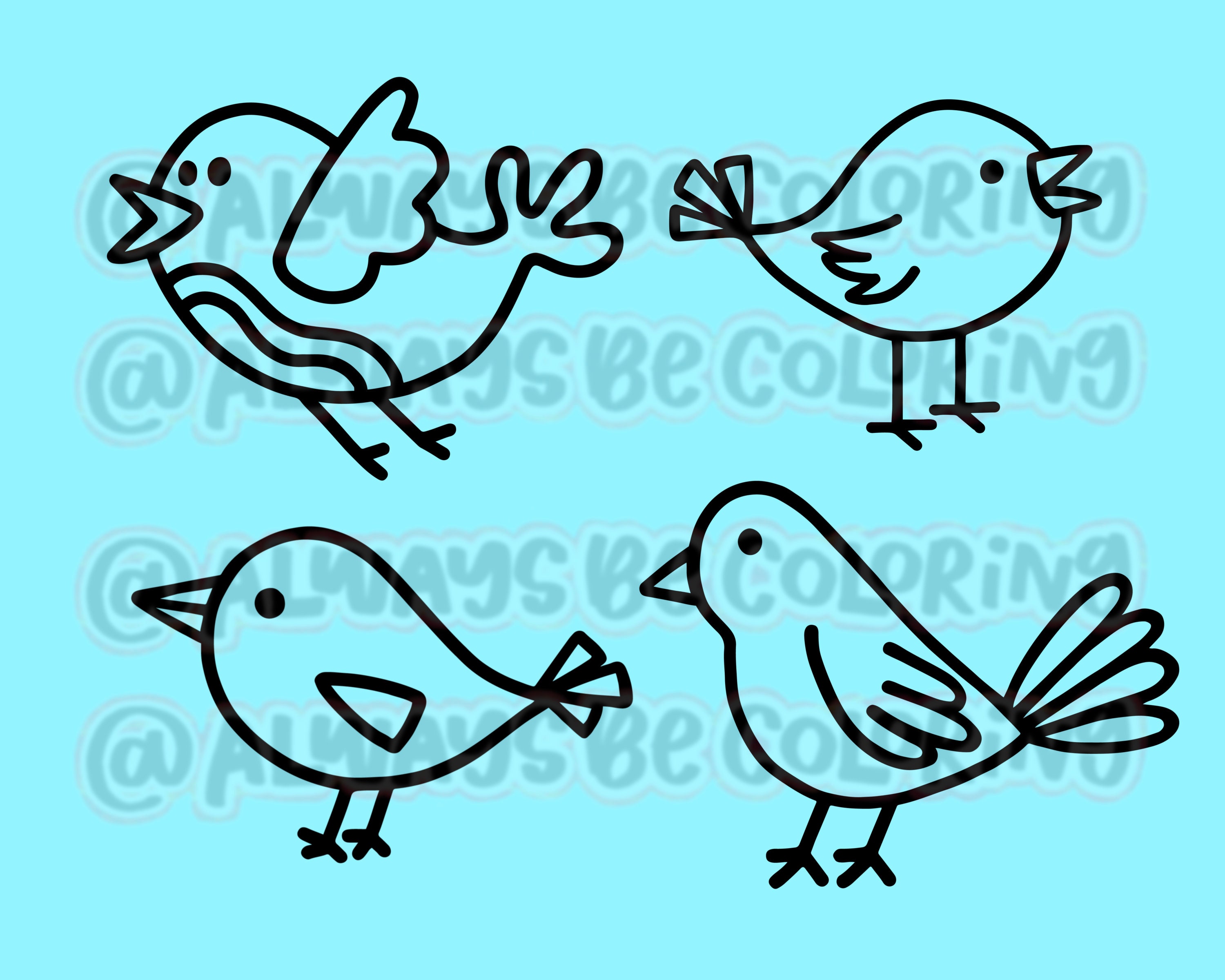 Cute Bird Doodle SVG Set, SVG File Bundle for Cricut or Silhouette ...