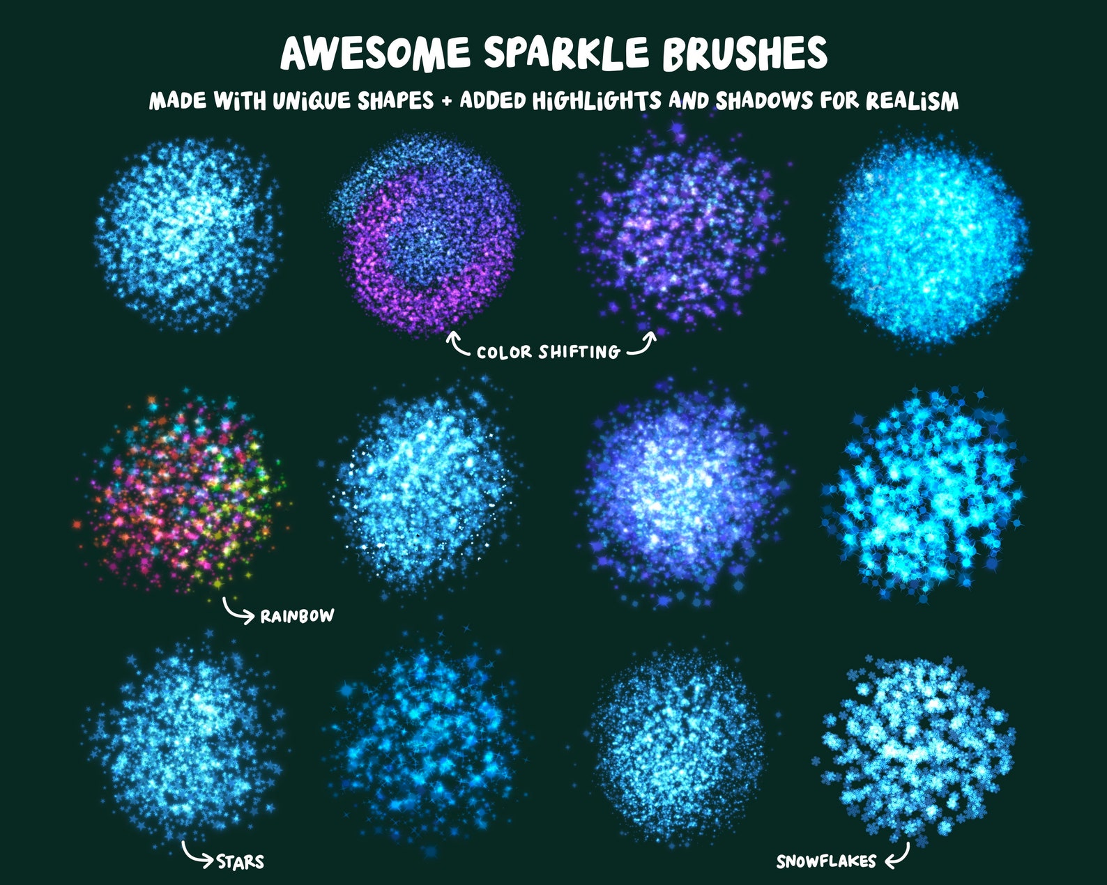 75 Realistic Glitter Procreate Brushes for Lettering, Illustration ...